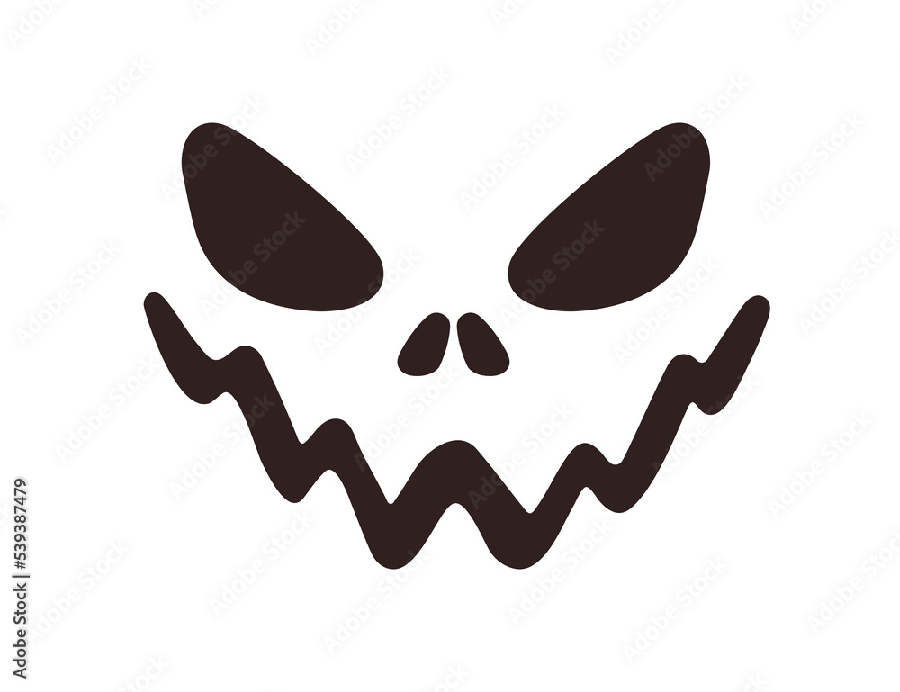 Halloween face silhouette stencil with evil creepy smile. Horror ...