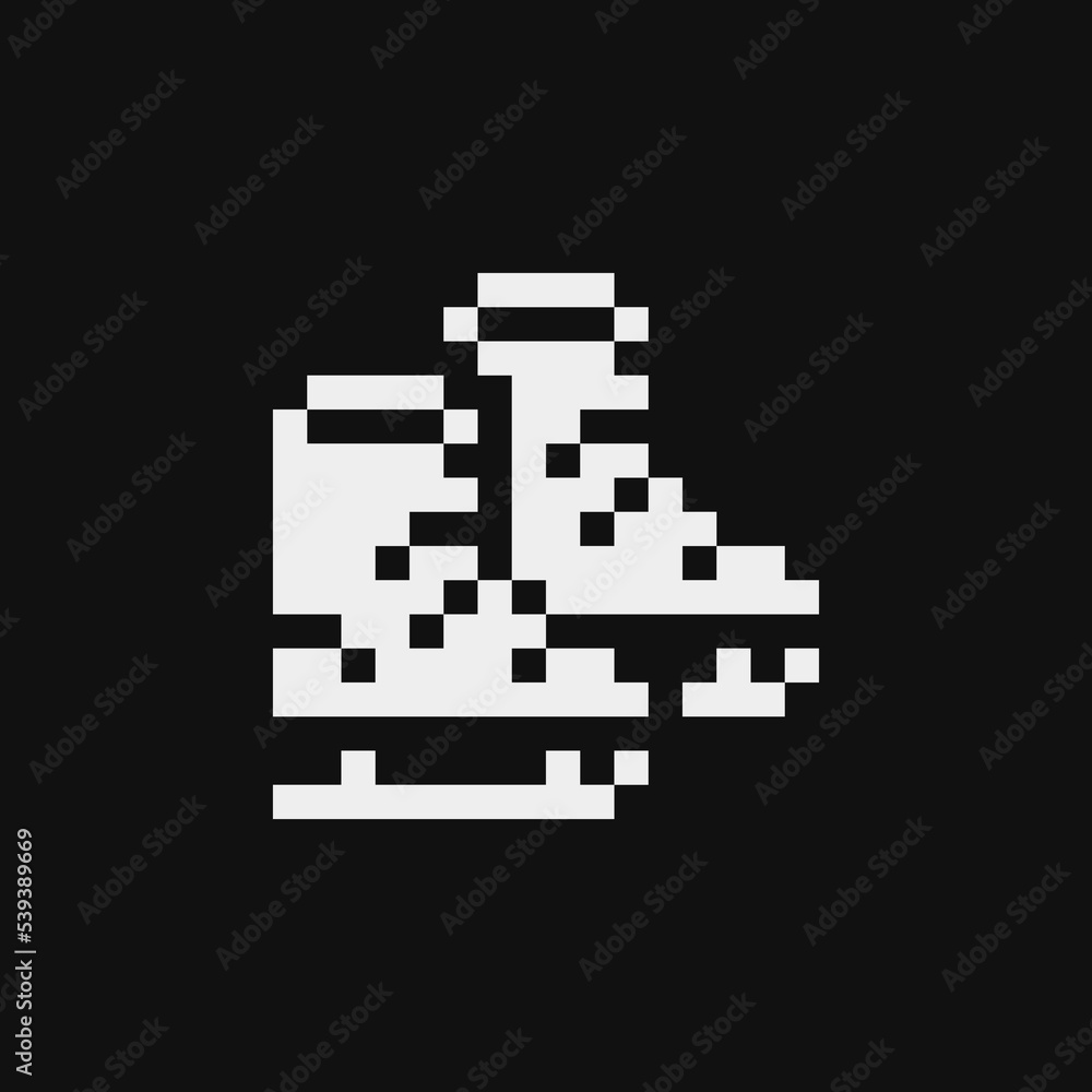 Figure skates pixel art icon, emoji. Design for stickers, shoe store ...