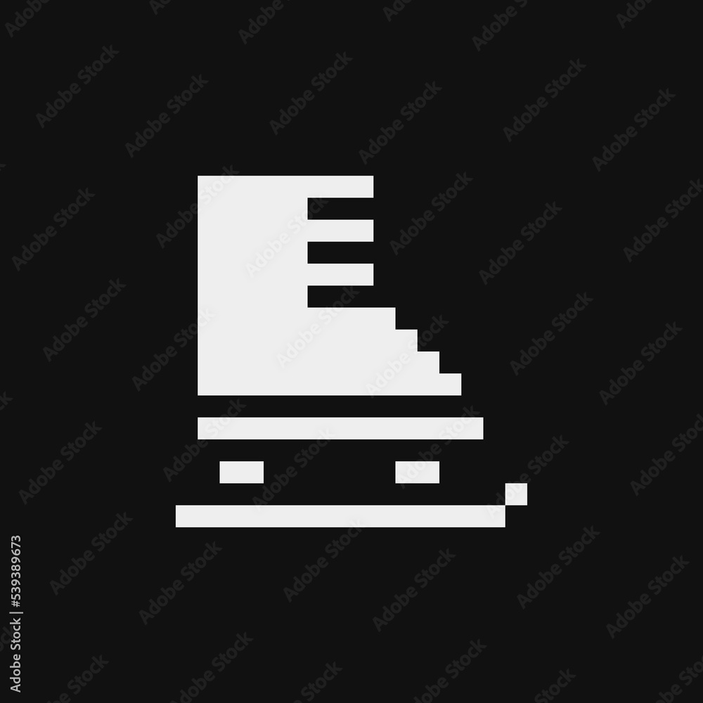 Figure skates pixel art icon, emoji. Design for stickers, shoe store ...