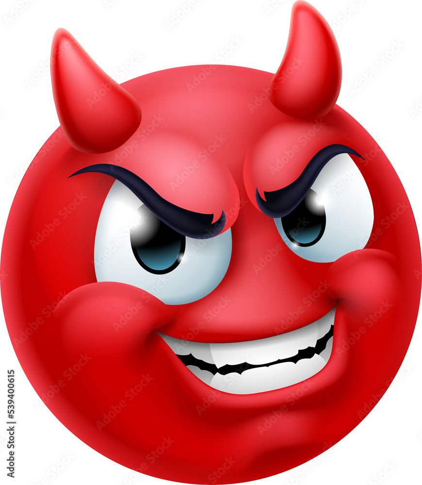 Devil Emoji Emoticon Man Face Cartoon Icon Mascot Stock Illustration ...