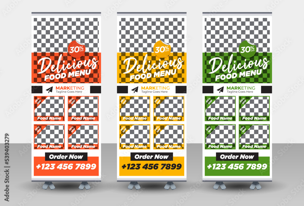 Modern food roll up banner design for restaurant, Food and restaurant ...