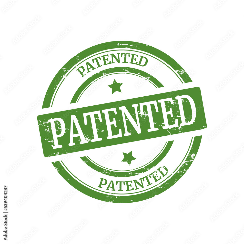 Patented old grunge stamp vector illustration. Patented stamp. Patented ...