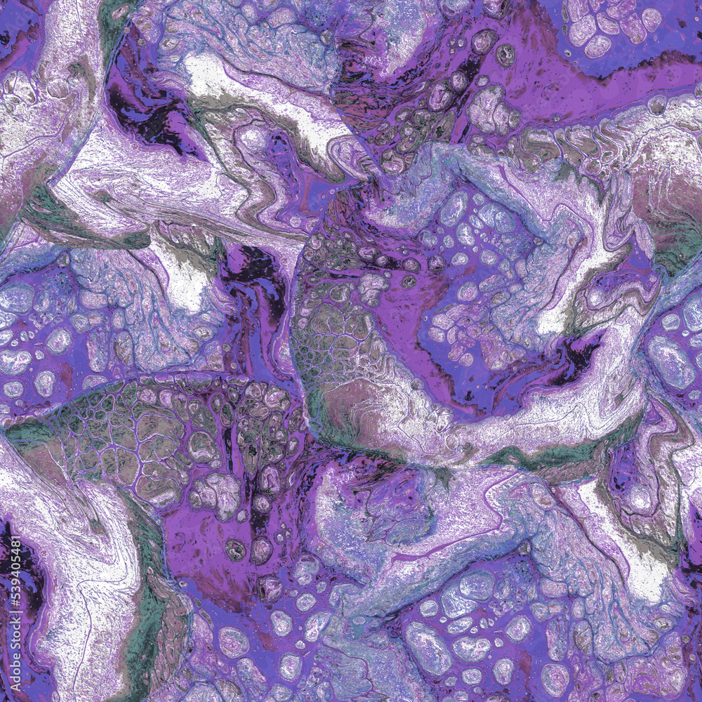 Luxury fantastic acrylic pouring seamless texture in purple and grey ...