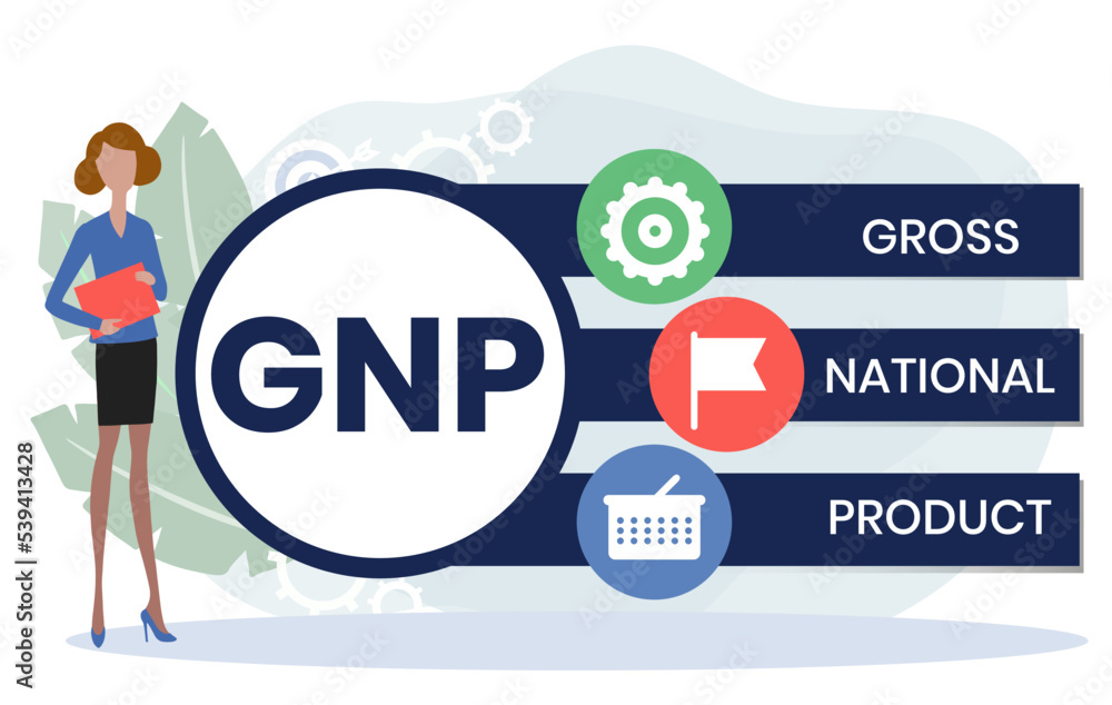 GNP - gross national product business concept background. vector ...