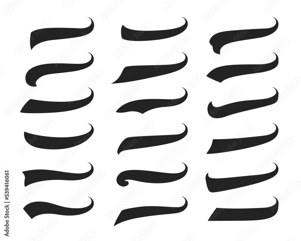 Baseball swoosh and swash tails. Sport swish font curly stroke or swash ...