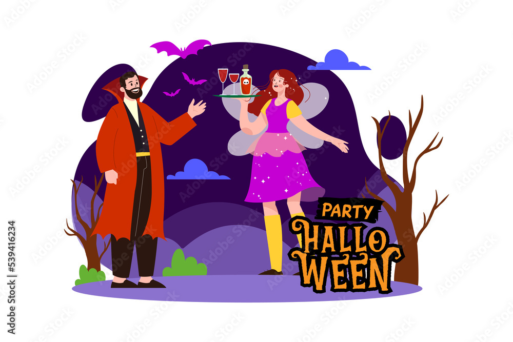 Halloween Illustration concept. Flat illustration isolated on white ...