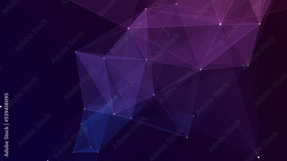 Network Connection Structure Abstract Blue Background With Moving Dots And Lines Futuristic