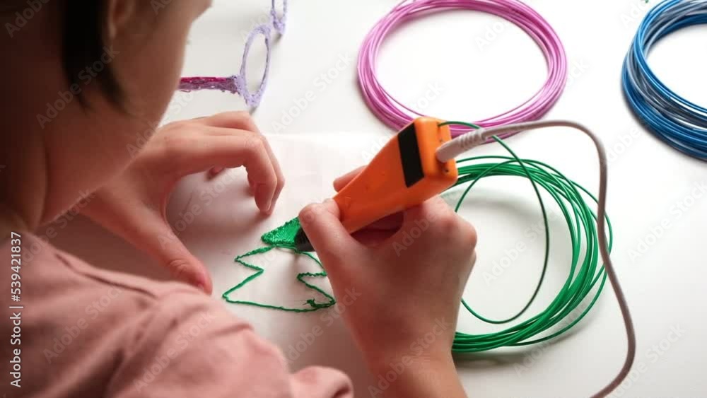 Teen Girl Using 3d Pen. Printing with Colored Plastic Wire Filament ...