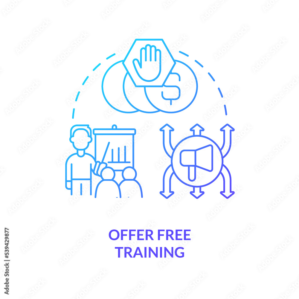 Offer free training concept blue gradient icon. Provide courses ...