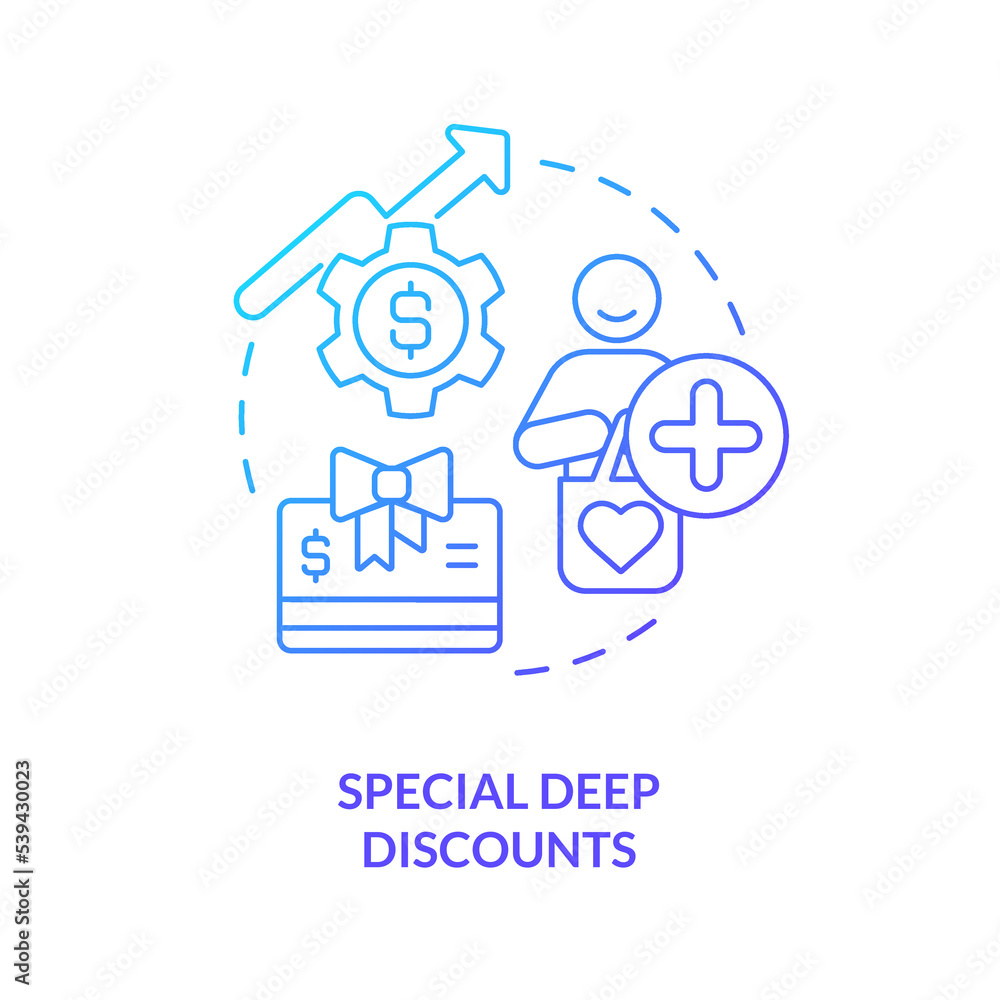 Special deep discounts concept blue gradient icon. Flash sale. Loyalty ...