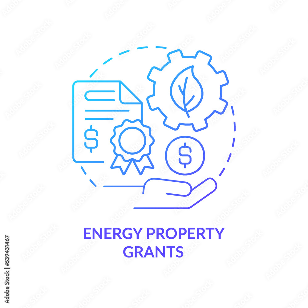 Energy property grants blue gradient concept icon. Hydrogen station ...