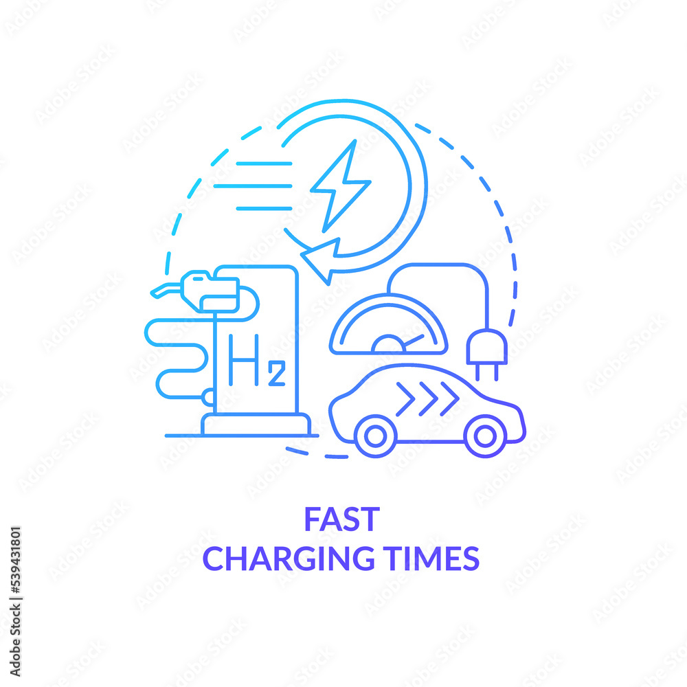 Fast charging time blue gradient concept icon. Green energy. Hydrogen ...