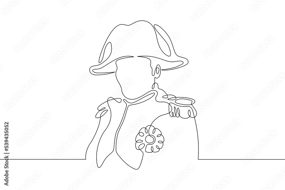 One continuous line. Historical character. French Emperor Napoleon ...