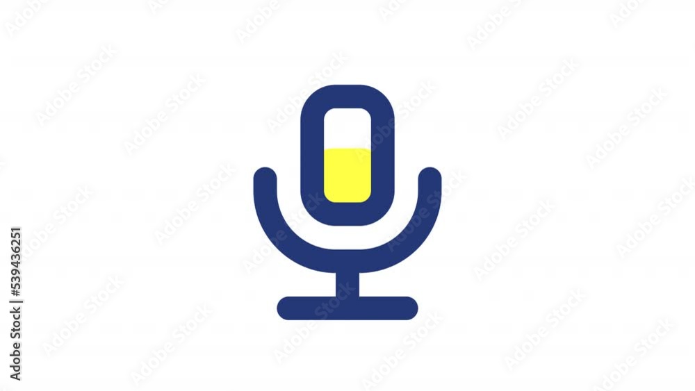 Animated microphone color ui icon. Sharing voice messages. Converting ...
