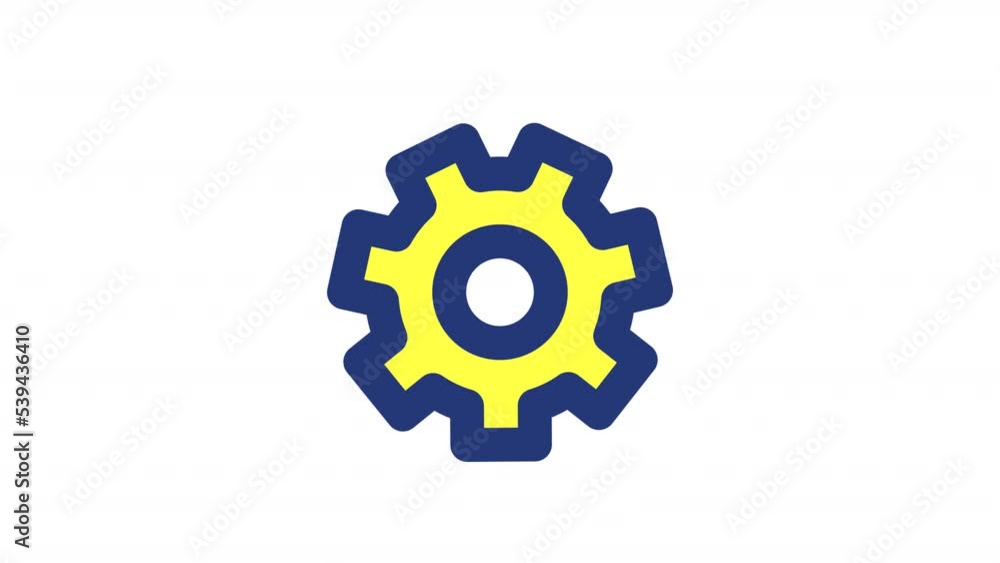 Animated setting gear color ui icon. Device configuration. Developer mode. Setup button ...