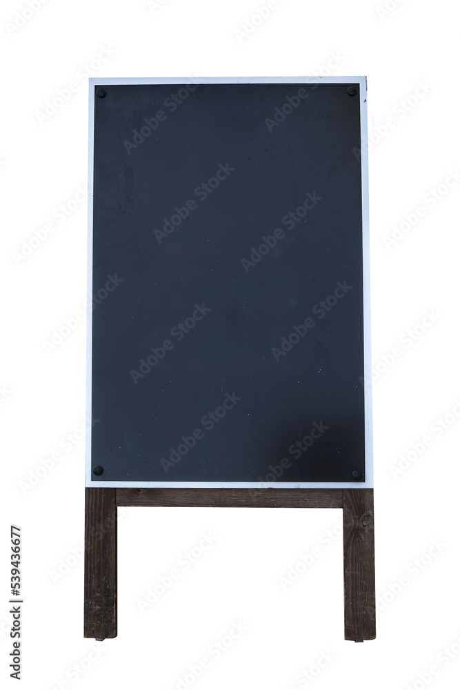 Blank notice board sign on a chalkboard blackboard wooden frame placard ...