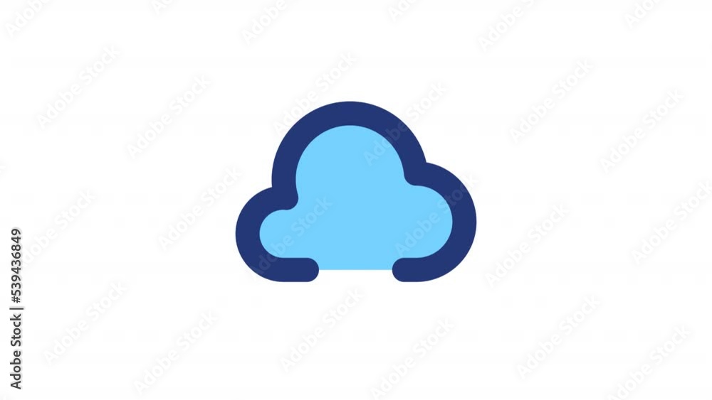 Animated cloud upload color ui icon. Data storage. Wireless file sharing. Computing. Seamless ...