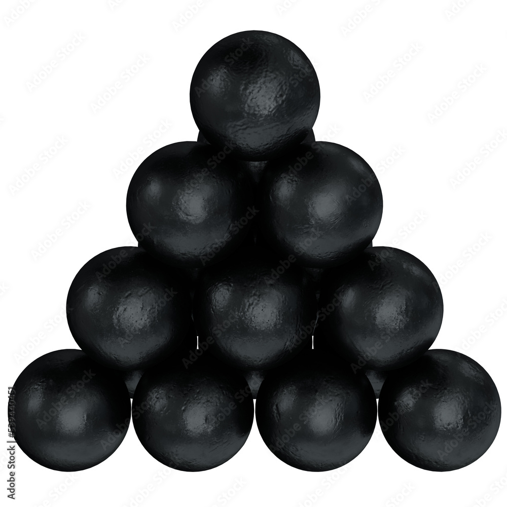 3d rendering illustration of a stack of cannon balls Stock Illustration ...