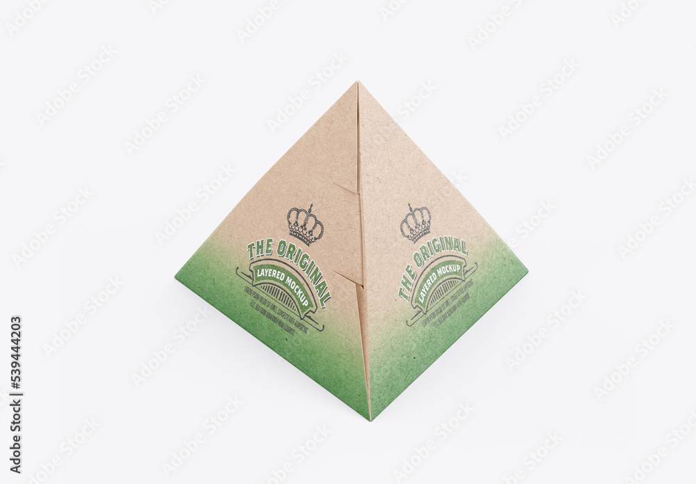 Pyramid Tea Box Mockup Stock Template | Adobe Stock