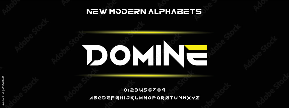 DOMINE Minimal urban font. Typography with dot regular and number ...
