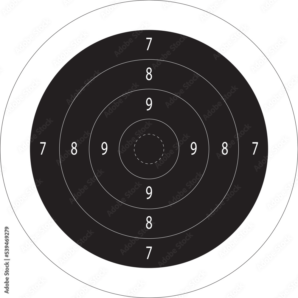 Target with numbers for shooting at a shooting range. A round target ...
