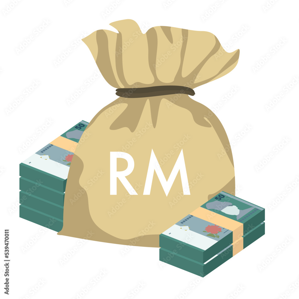Malaysian Ringgit Vector Illustration. Malaysia money set bundle ...