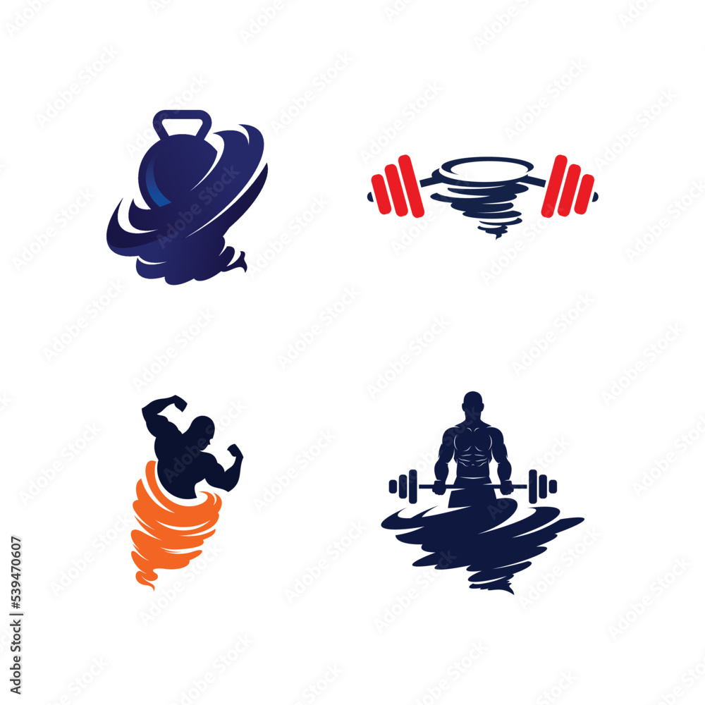 GYM logo with twist symbol icon vector illustration. a unique, modern ...