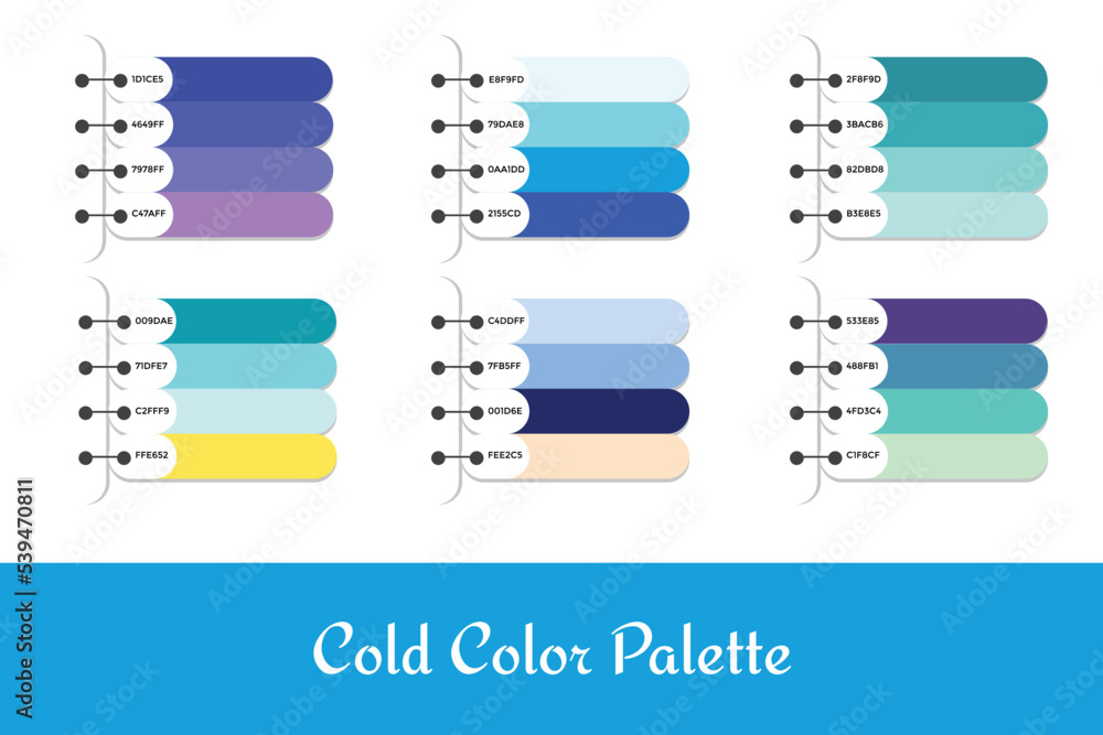 6 DIFFERENT COLD COLOR PALETTES เวกเตอร์สต็อก | Adobe Stock