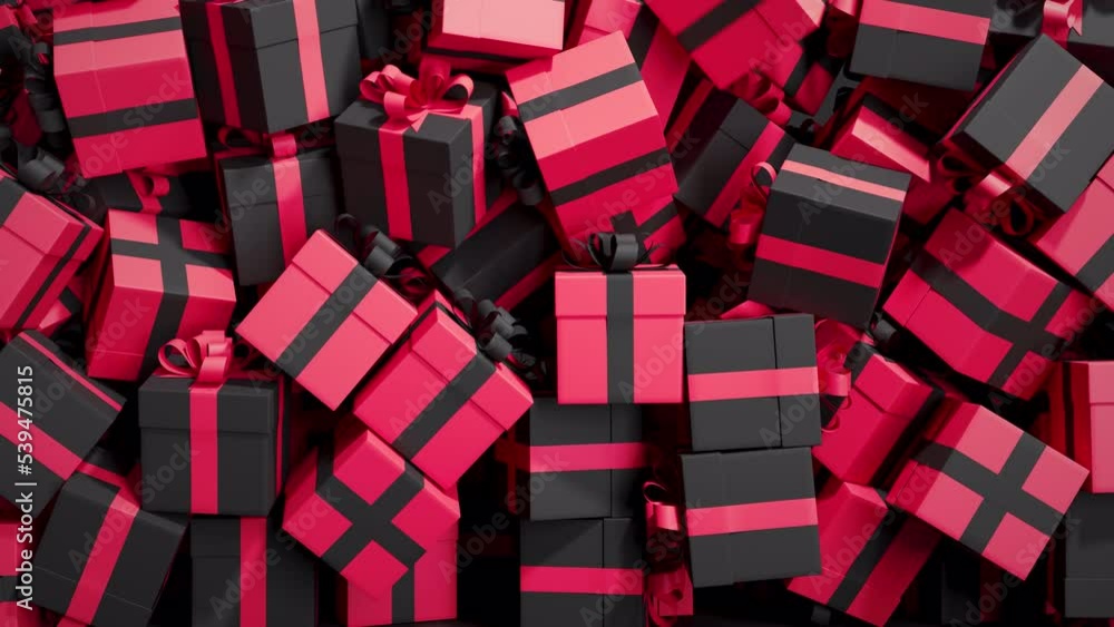 Falling gift boxes fill the screen, Black Friday Sale background. 3d ...