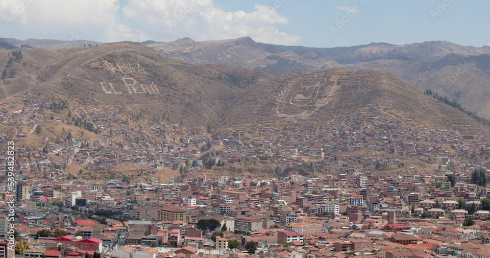 Viva el Peru on side of mountain, Cusco - 4k Stock Video | Adobe Stock