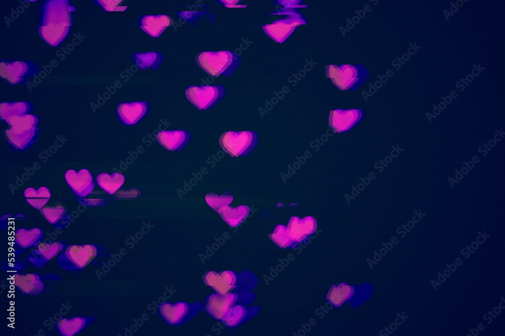 Digital distorted interlaced pink hearts futuristic pattern. Modern ...