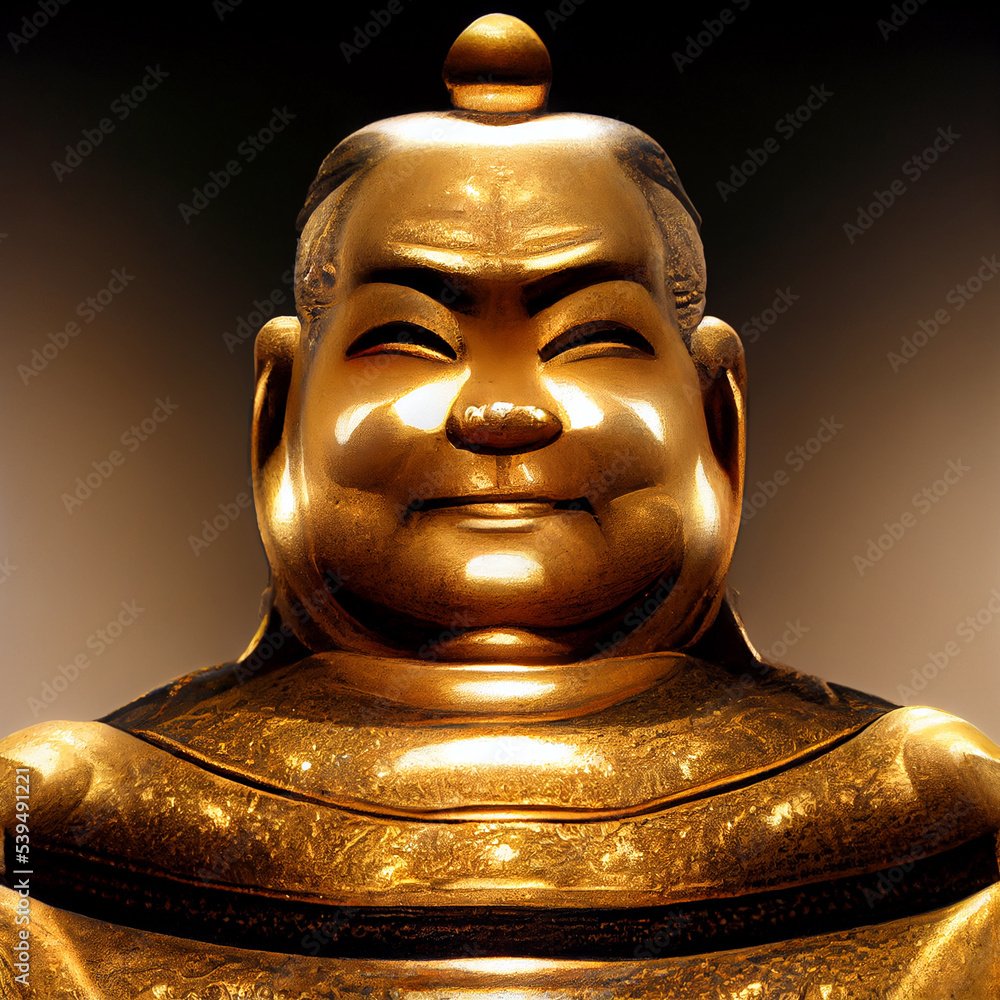 Warrior monk. Samurai. Japanese dynasty. Golden Happy Buddha. Japanese ...