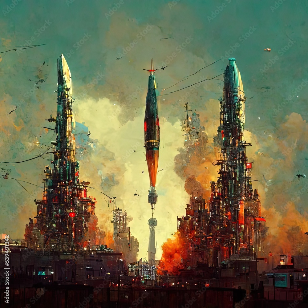 Space rocket, miisile illustration, cartoon image ofrocket launch ...