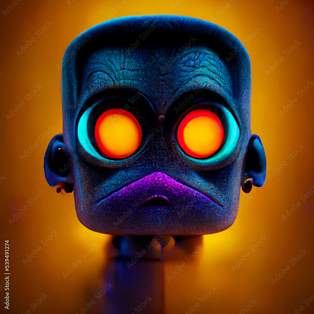 3d blue alien sad face emoji Stock Illustration | Adobe Stock