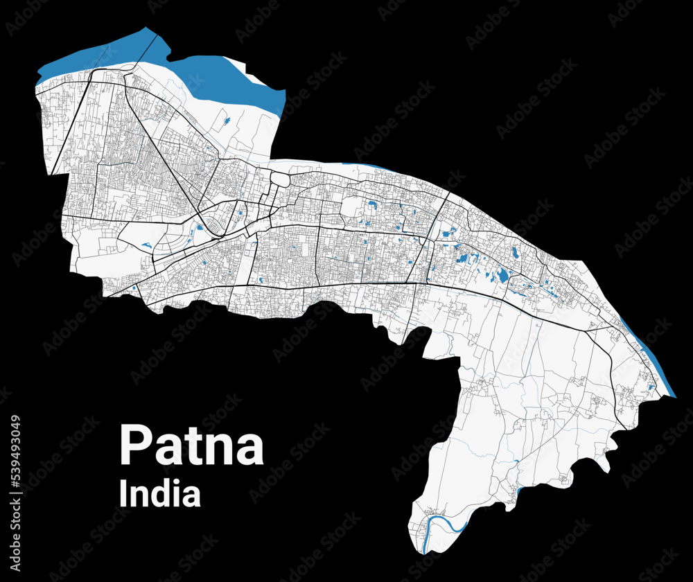 Patna map. Detailed map of Patna city administrative area. Cityscape ...