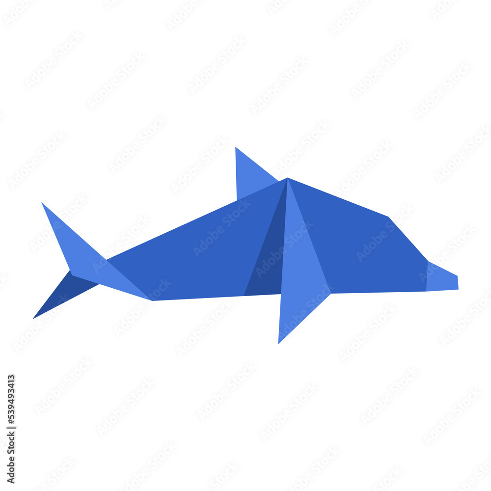 Origami paper Dolphin in a flat style isolated on white. Art of paper ...