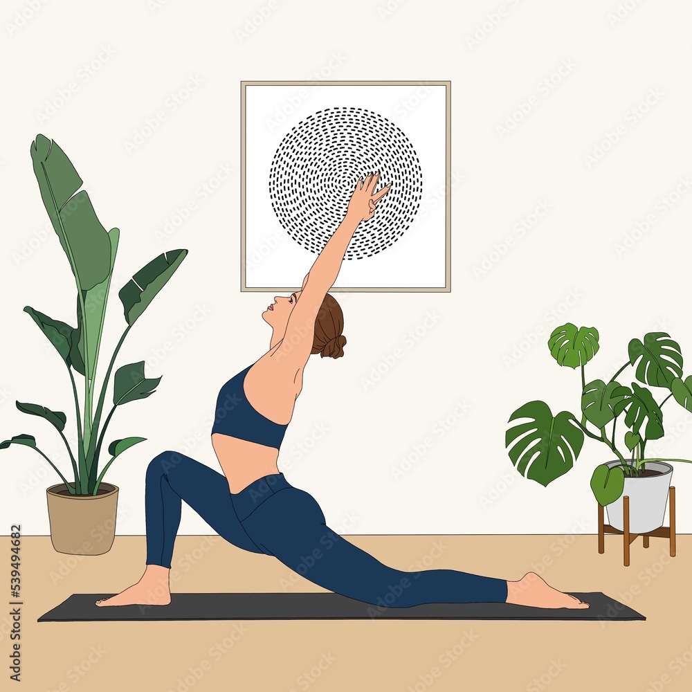 Low Lunge (monkey lunge) / Anjaneyasana. Flexible Woman doing deep ...