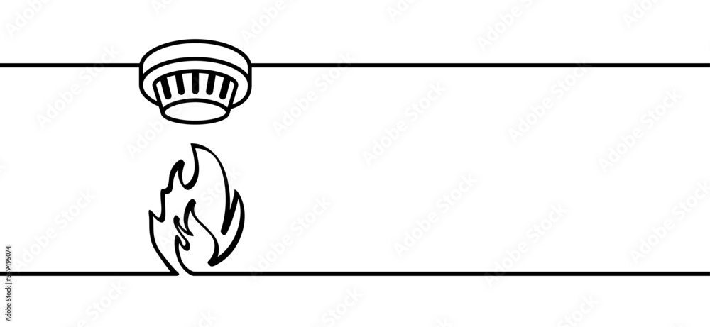 Drawing cartoon house, home or work wireless smoke detector. Flame ...