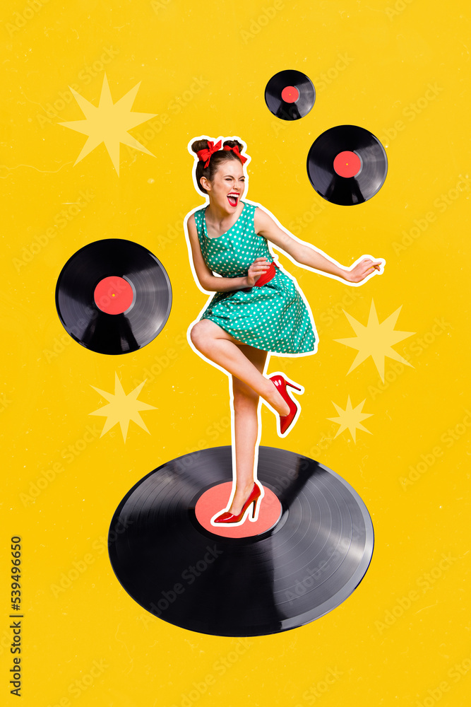 Collage 3d image of pinup pop retro sketch of smiling happy lady ...