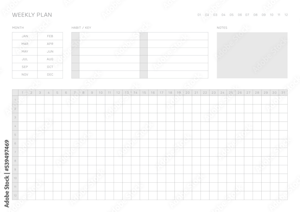 A weekly plan design template in a modern, simple, and minimalist style ...
