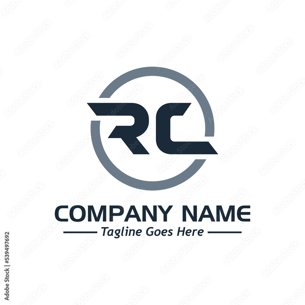 rc letters logo, sample company logo, a simple vector design Stock ...