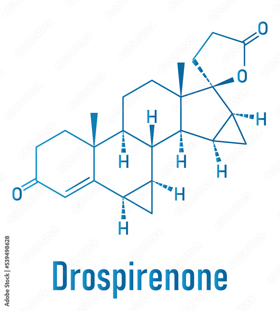 Drospirenone contraceptive drug molecule. Progestin used in birth ...