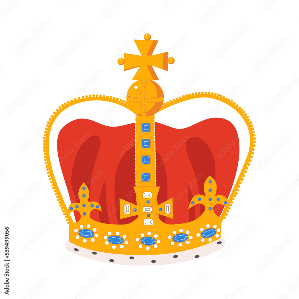 Crown cartoon vector illustration. Royal gold jewelry. King, queen ...