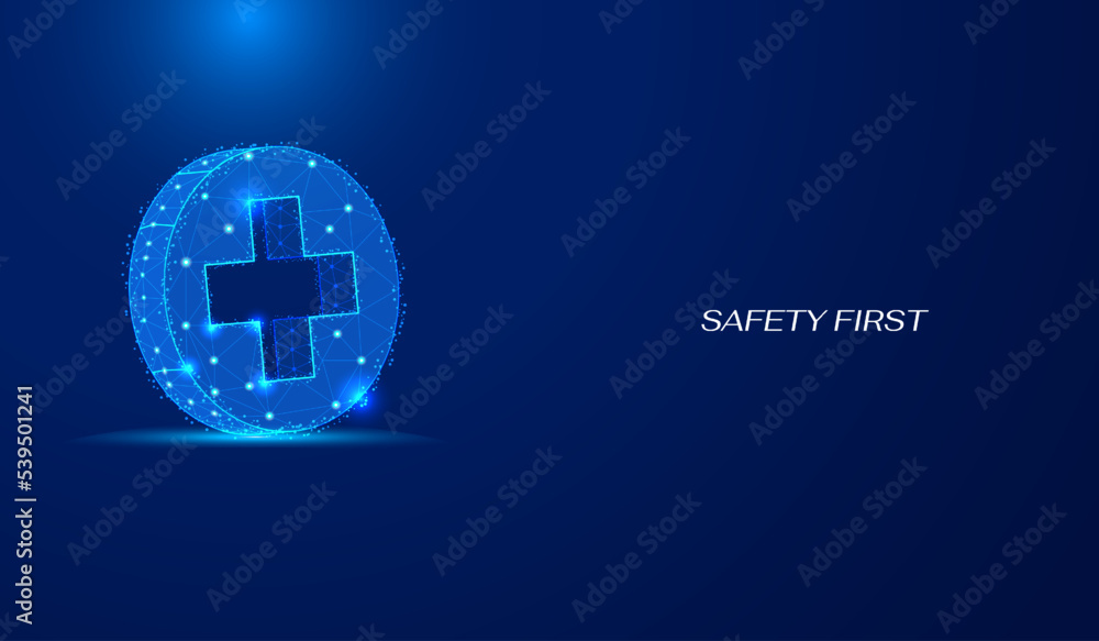 Abstract low poly of medical health care sign. First aid or safety ...