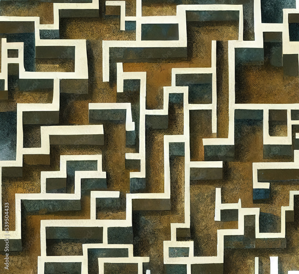 simple cartoon illustration of a maze with brown ground Stock ...