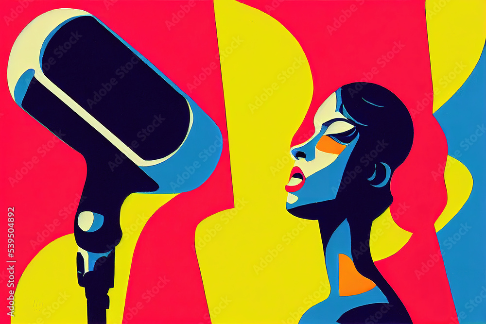 sing contest poster illustration, colorful art Stock Illustration ...