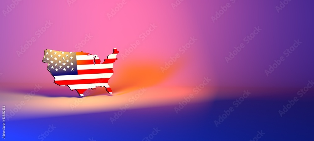 High resolution map of the USA with american flag. You can easily ...