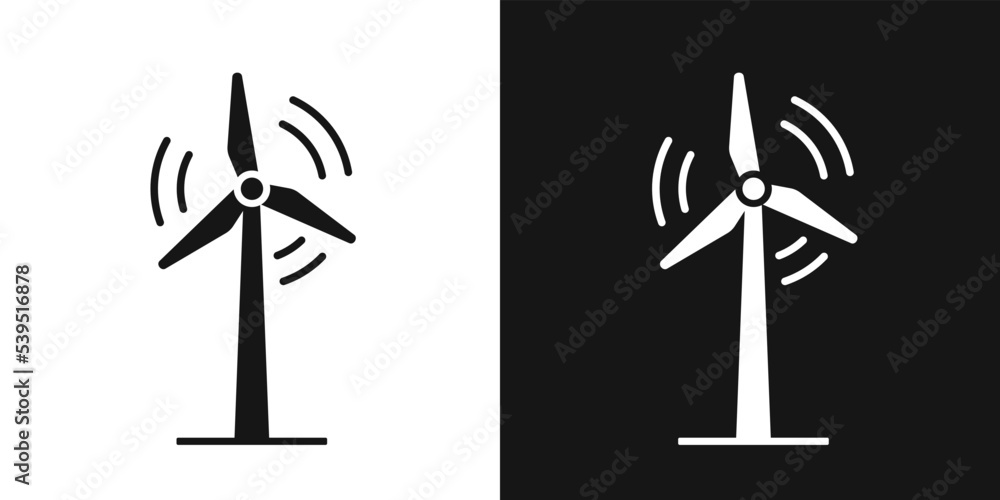 Rotating wind turbine vector sign. Modern wind generator icon, wind ...
