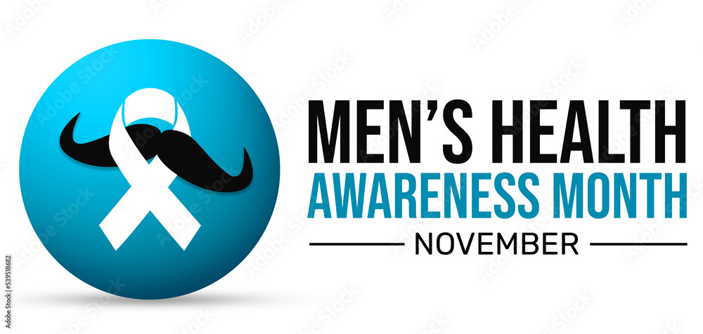 Men's health awareness month wallpaper with ribbon and mustache. Men's ...