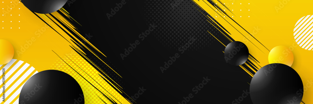 black and yellow modern wide banner. Vector abstract graphic design ...